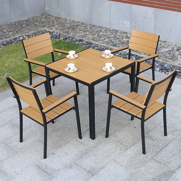 Wildon Home® Outdoor Plastic Wood Table And Chair Outdoor Dining ...