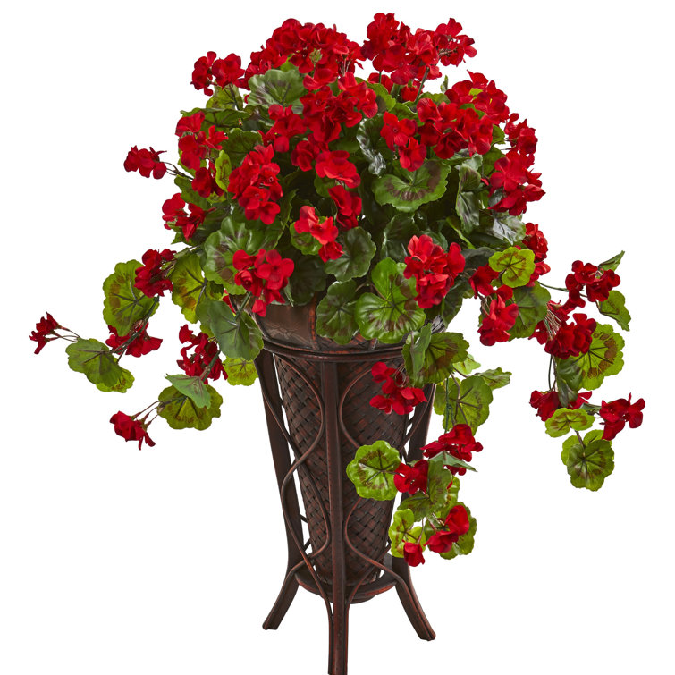 Darby Home Co Artificial Geranium Floral Arrangement in Planter ...