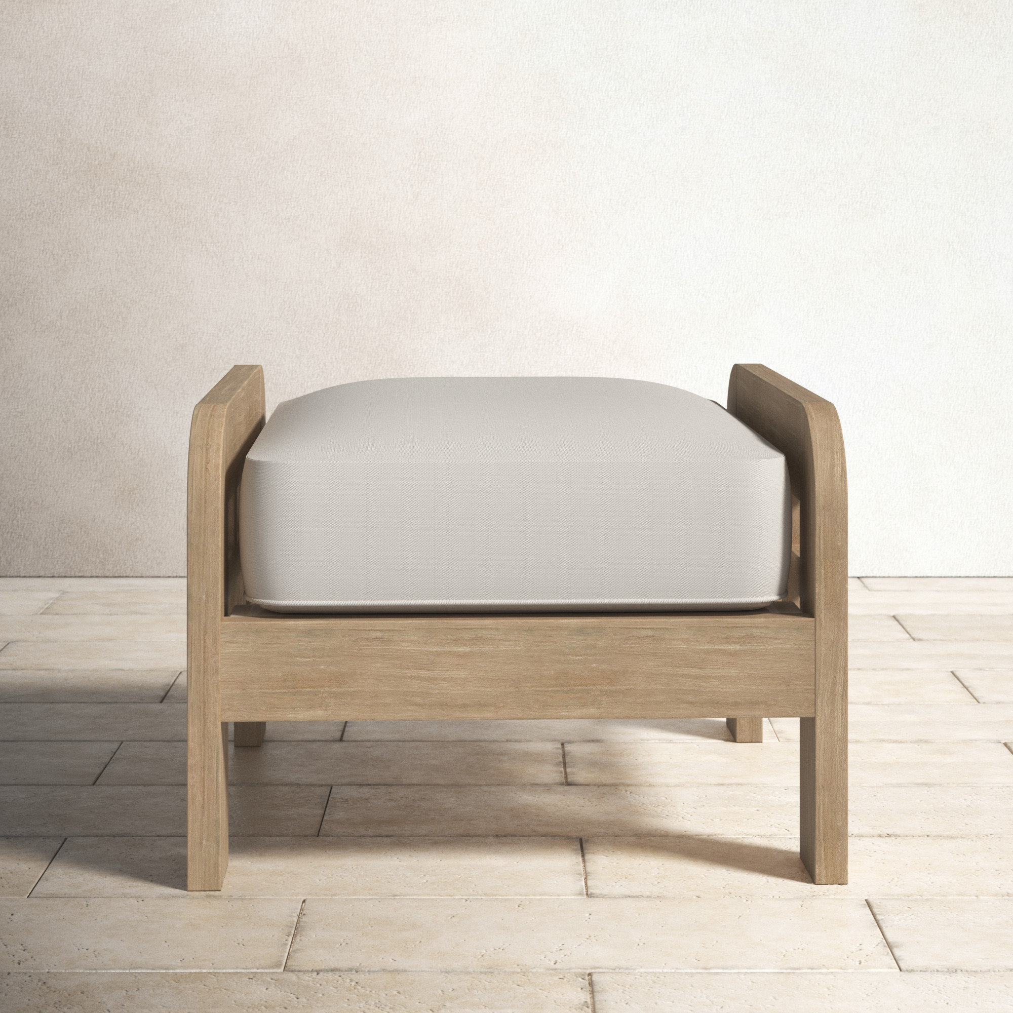 Birch Lane™ Sage Outdoor Teak Ottoman with Cushion | Wayfair