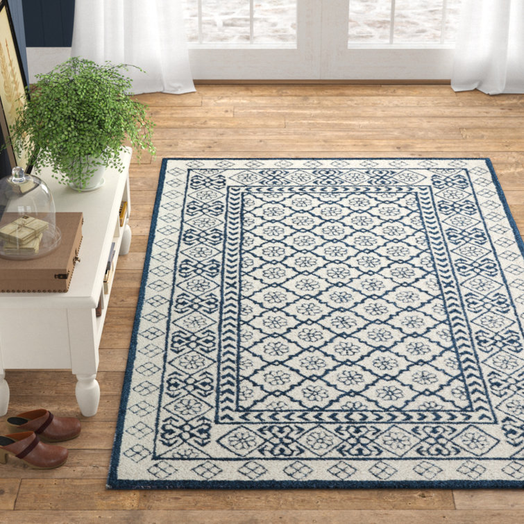 Agathe Handmade Wool Blue/White Rug & Reviews | Birch Lane