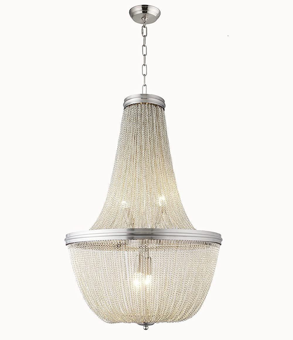 Mercer41 6-Light French Empire White Chainmail Pewter Strands Draping ...