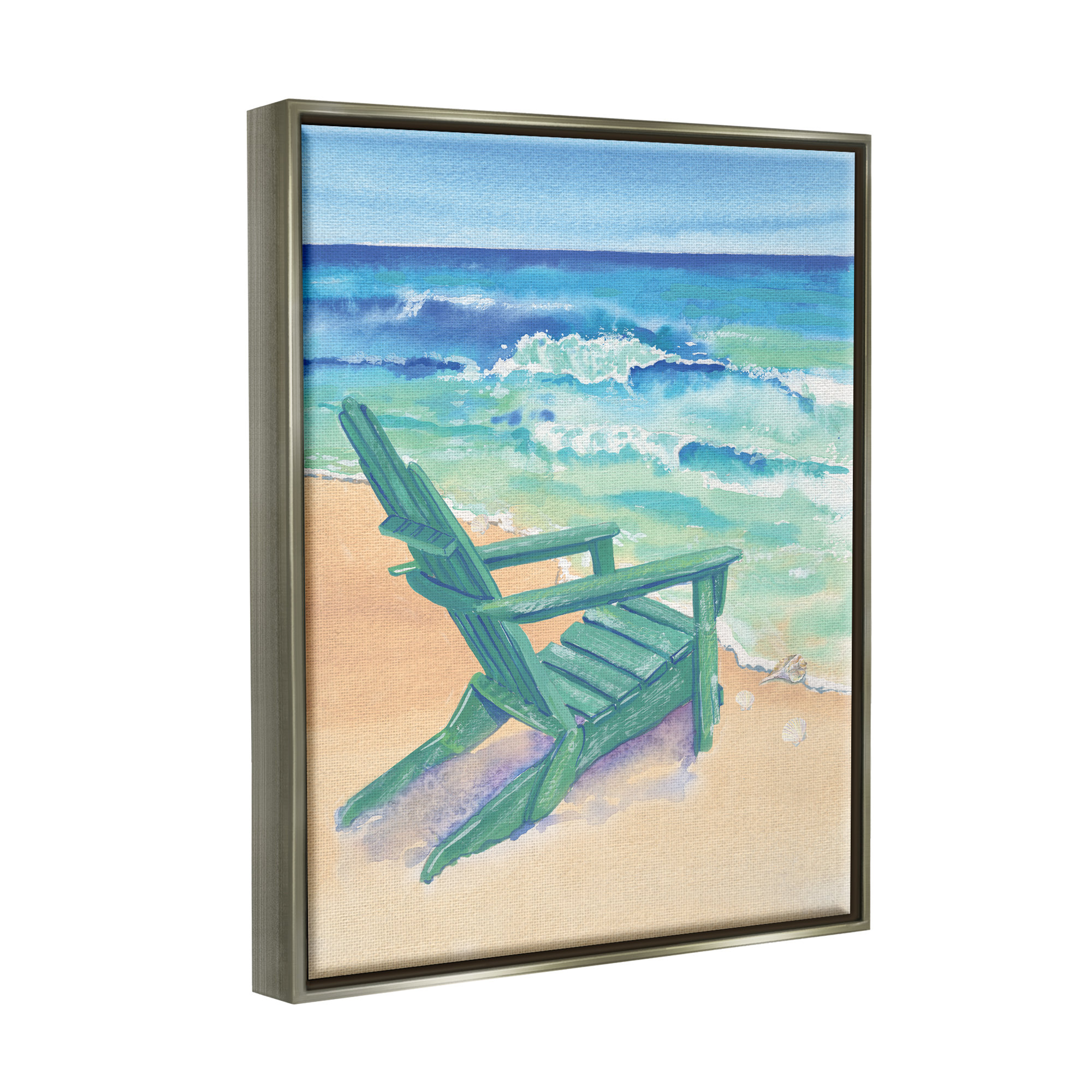 Dovecove Rolling Beach Waves Chair by - Painting on Canvas | Wayfair