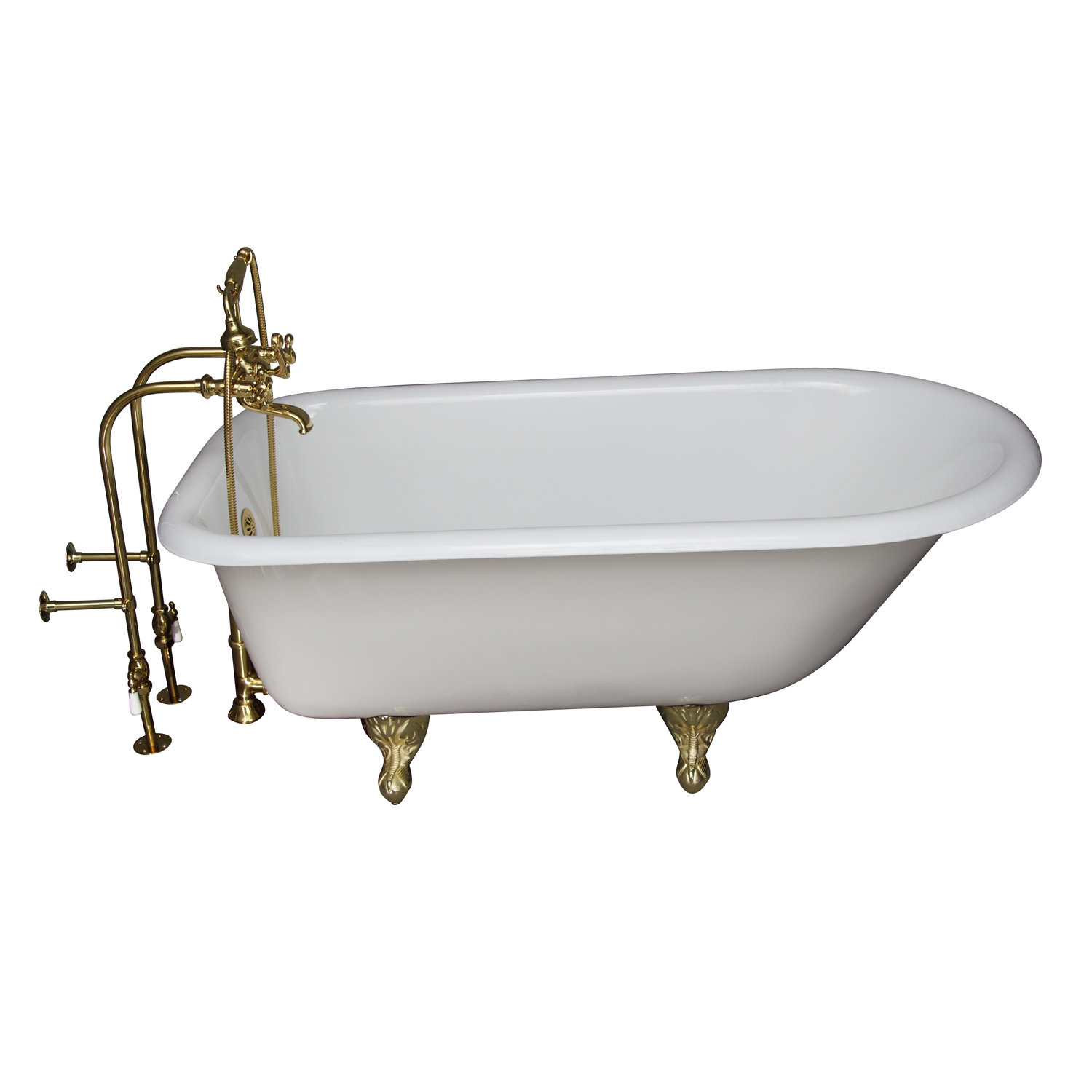 Barclay 60" x 30" Freestanding Soaking Cast Iron Bathtub with Faucet ...