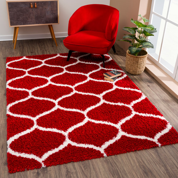 Rosalind Wheeler Belle Power Loom Red/White Rug | Wayfair.co.uk