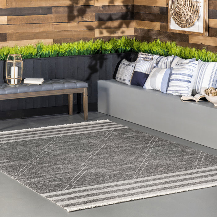 Gracie Oaks Aherin Gray Indoor/Outdoor Rug | Wayfair