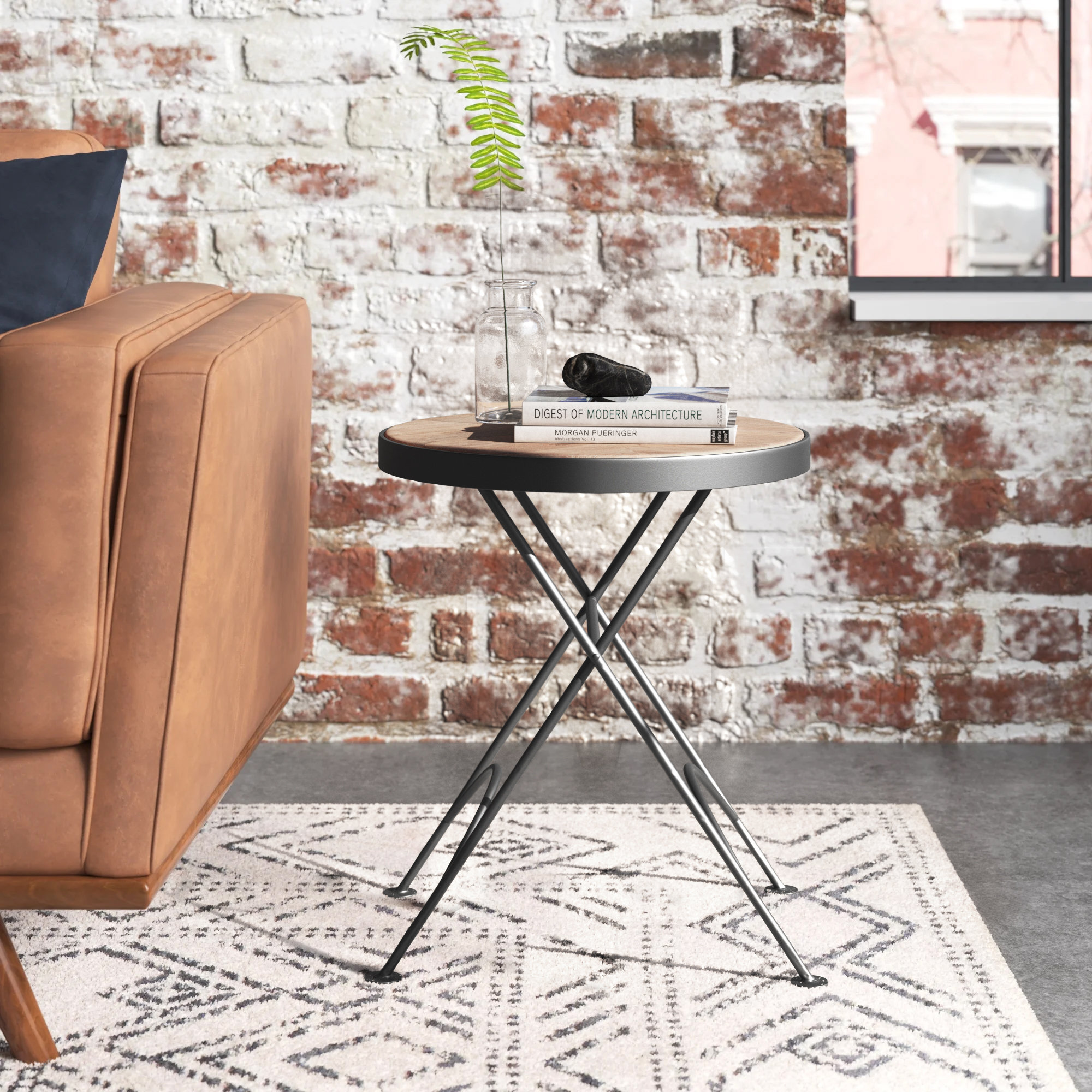 Steelside™ Noelle 20'' Tall Solid Wood Cross Legs End Table & Reviews ...