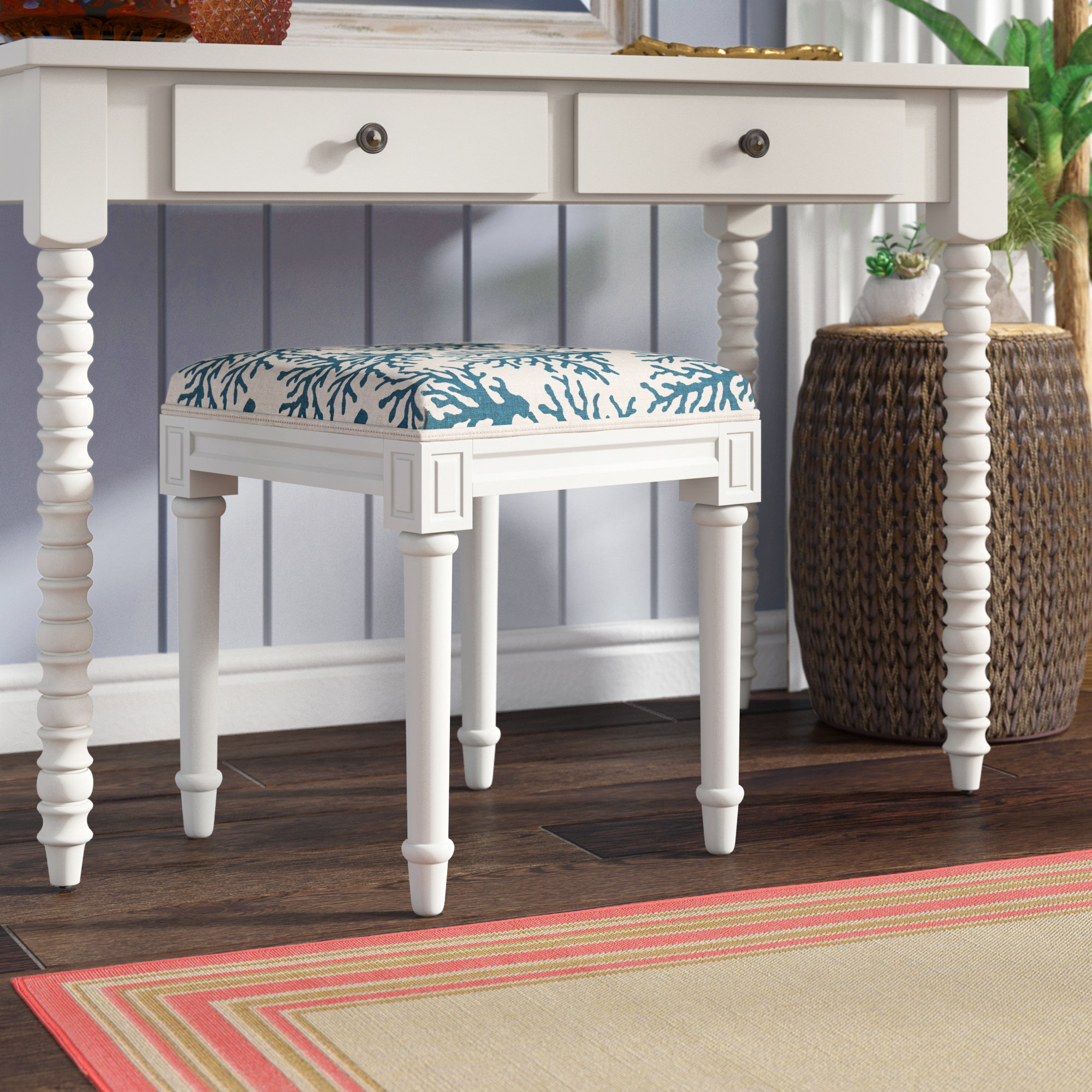 Highland Dunes Abelardo 19'' Tall Solid Wood Vanity Stool & Reviews ...