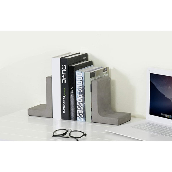 17 Stories L-Shaped Non-skid Concrete Bookends & Reviews | Wayfair