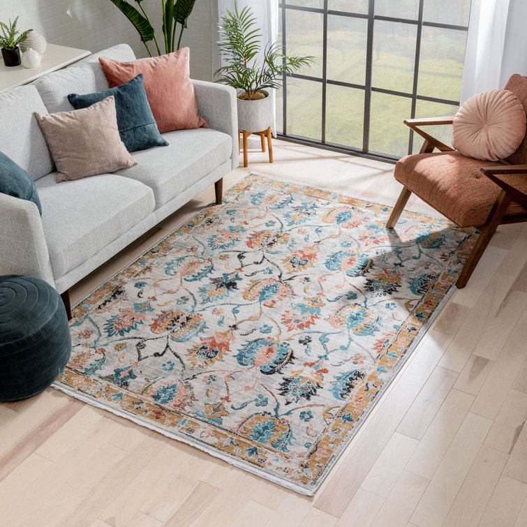 Well Woven Indira Performance Beige/Orange/Blue Rug & Reviews | Wayfair