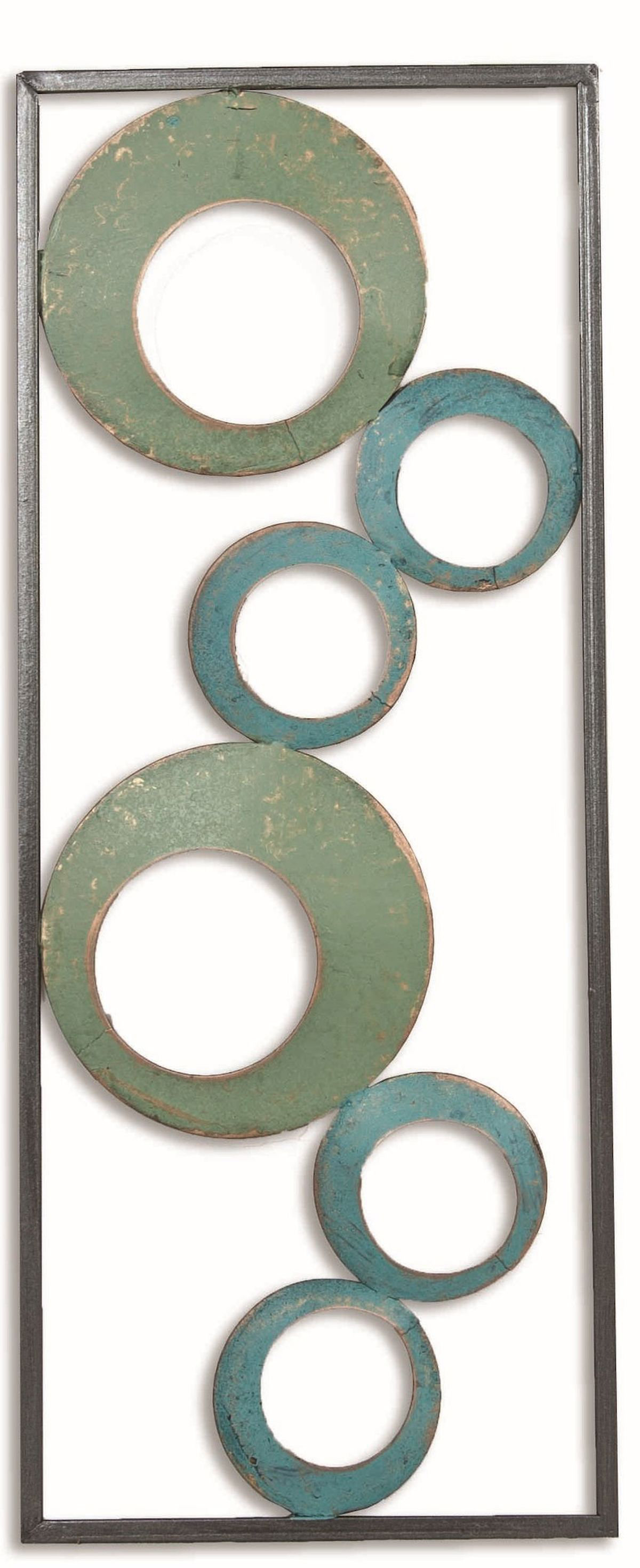 August Grove® Multi Colored Metal Circles In Metal Frame Wall Decor ...