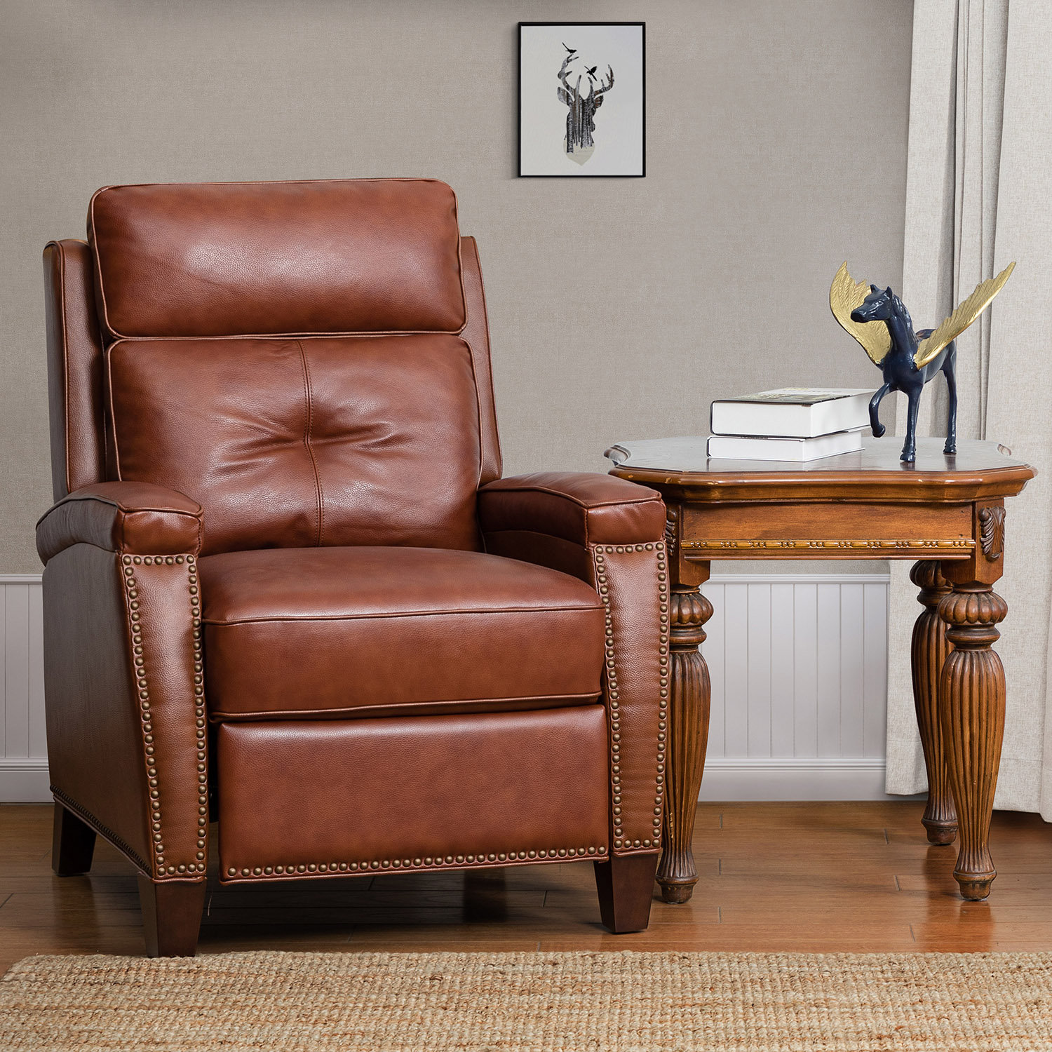 Three Posts™ Glendale Heights 31" Wide Genuine Leather Manual Club ...