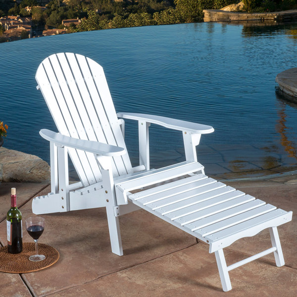 Dovecove Kelmscott Solid Wood Folding Adirondack Chair with Ottoman ...