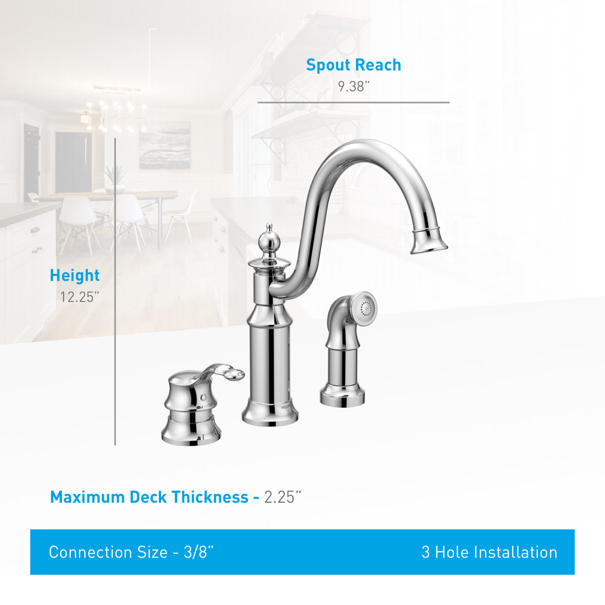 S711ORB,CSL Moen Waterhill Single Handle Kitchen Faucet with Side Spray ...