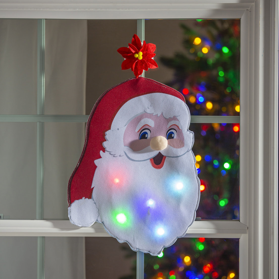 The Holiday Aisle® Jolly Santa Window Decor | Wayfair