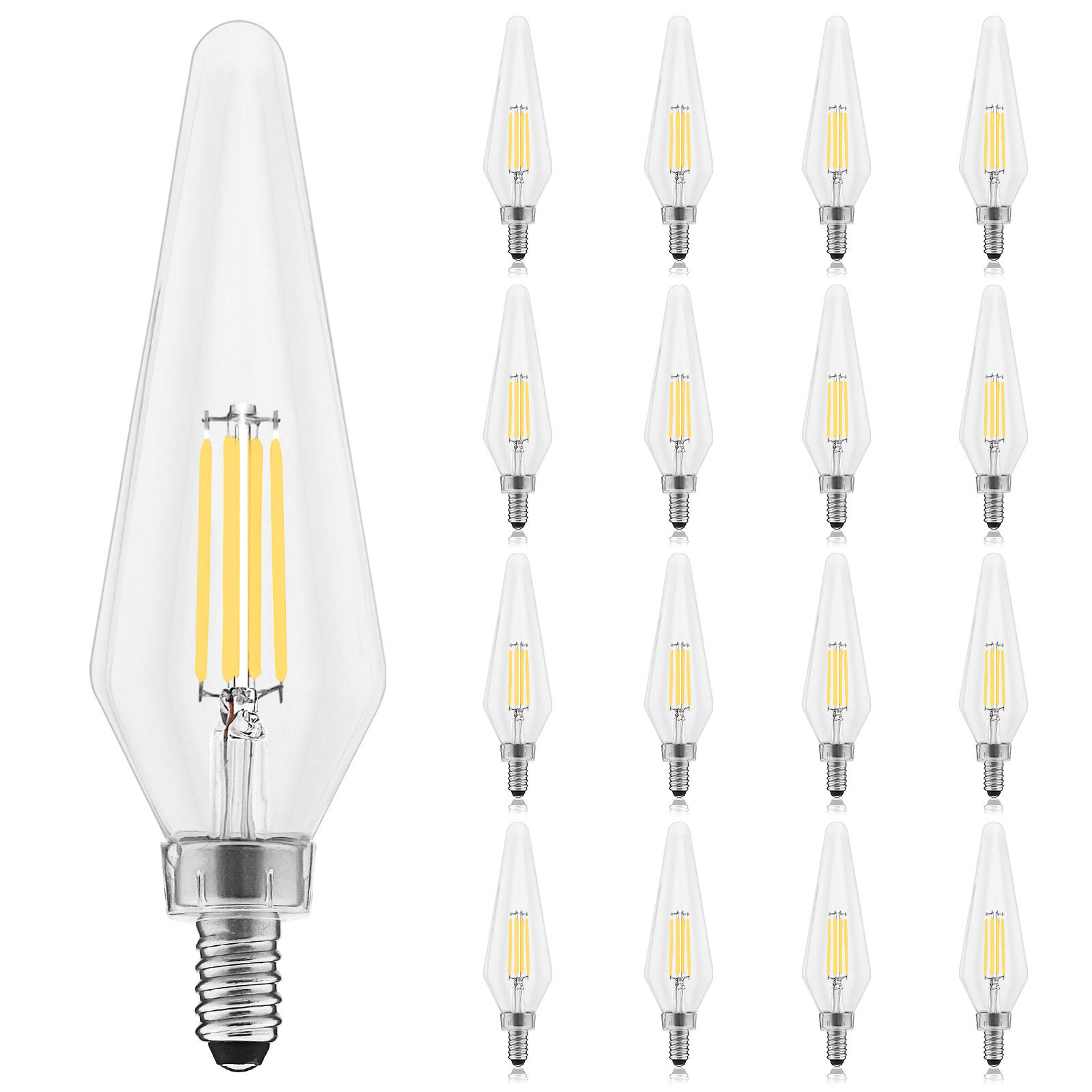 Luxrite 4.5 Watt, C11 LED, Dimmable Light Bulb, E12 Candelabra Base ...