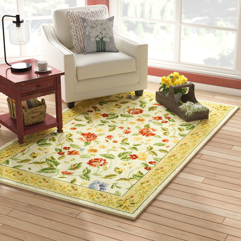 Lark Manor Hollander Floral Handmade Looped/Hooked Wool Area Rug in ...