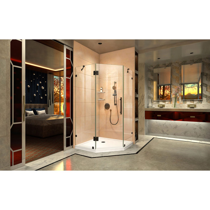 DreamLine Prism Lux 40" x 74.75" Neo-Angle Hinged Shower Enclosure with ...