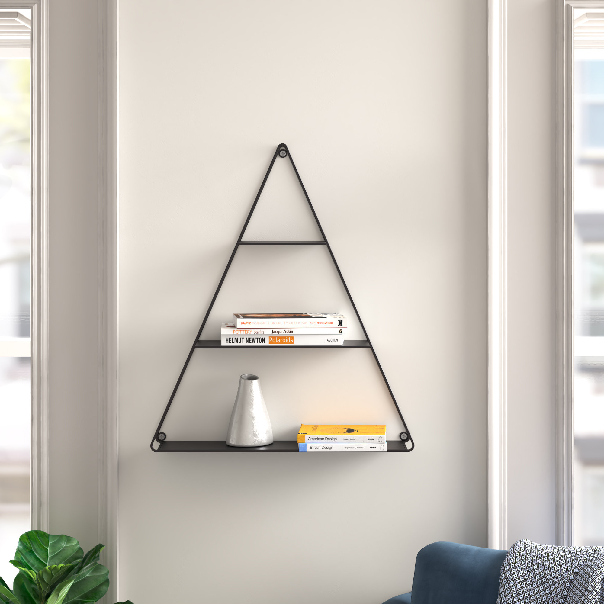 Wade Logan® Three-Tier Triangle Decorative Metal Wall Shelf, Black ...