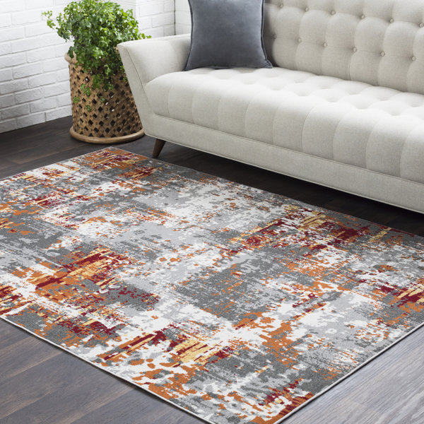 17 Stories Kamalu Abstract Area Rug in Burnt Orange/Dark Red & Reviews ...