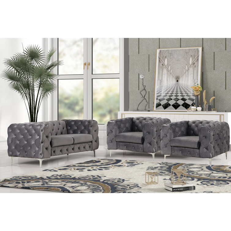 RN 3 Piece Velvet Living Room Set | Wayfair