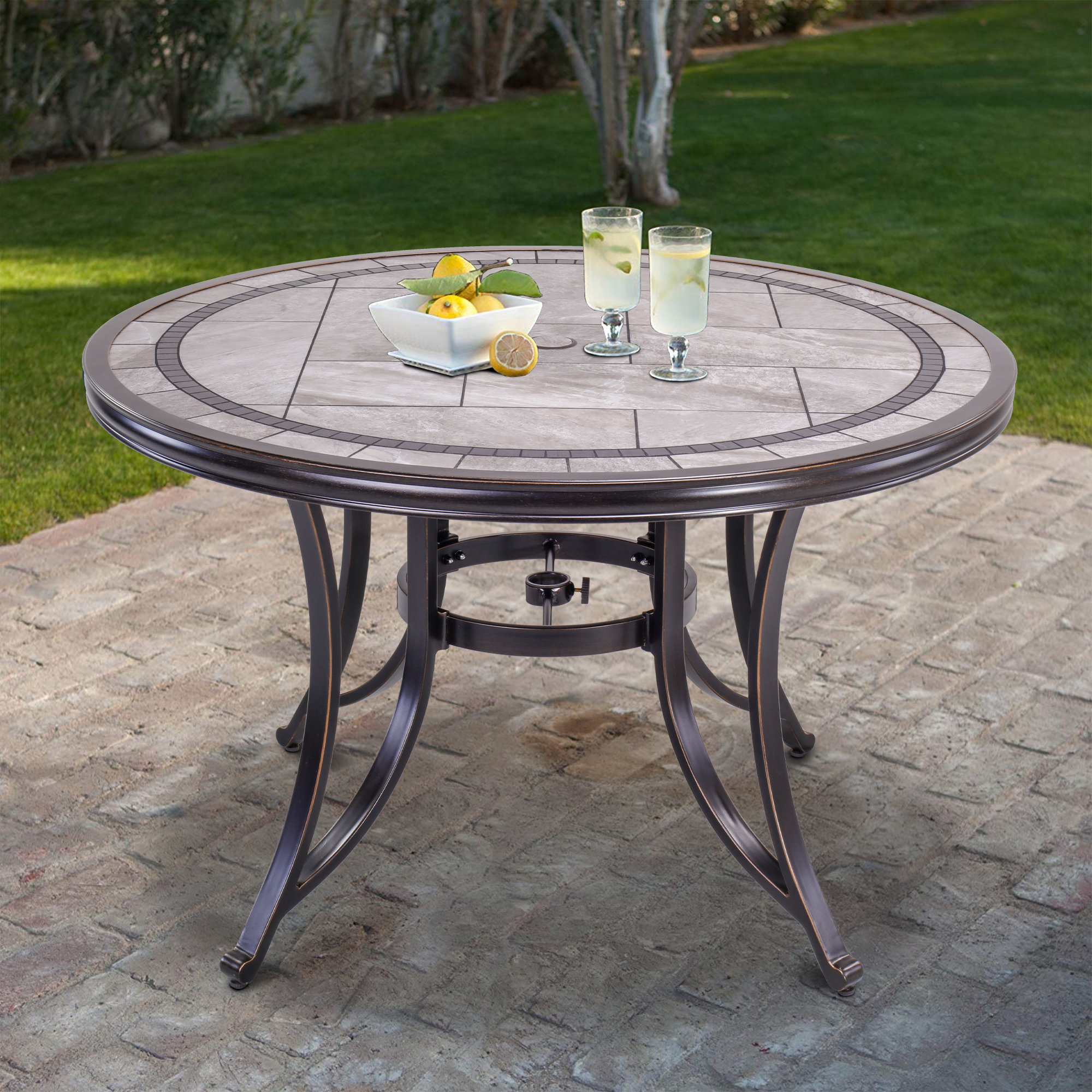 Fleur De Lis Living Jacque Stone/Concrete 4 - Person Dining Table ...