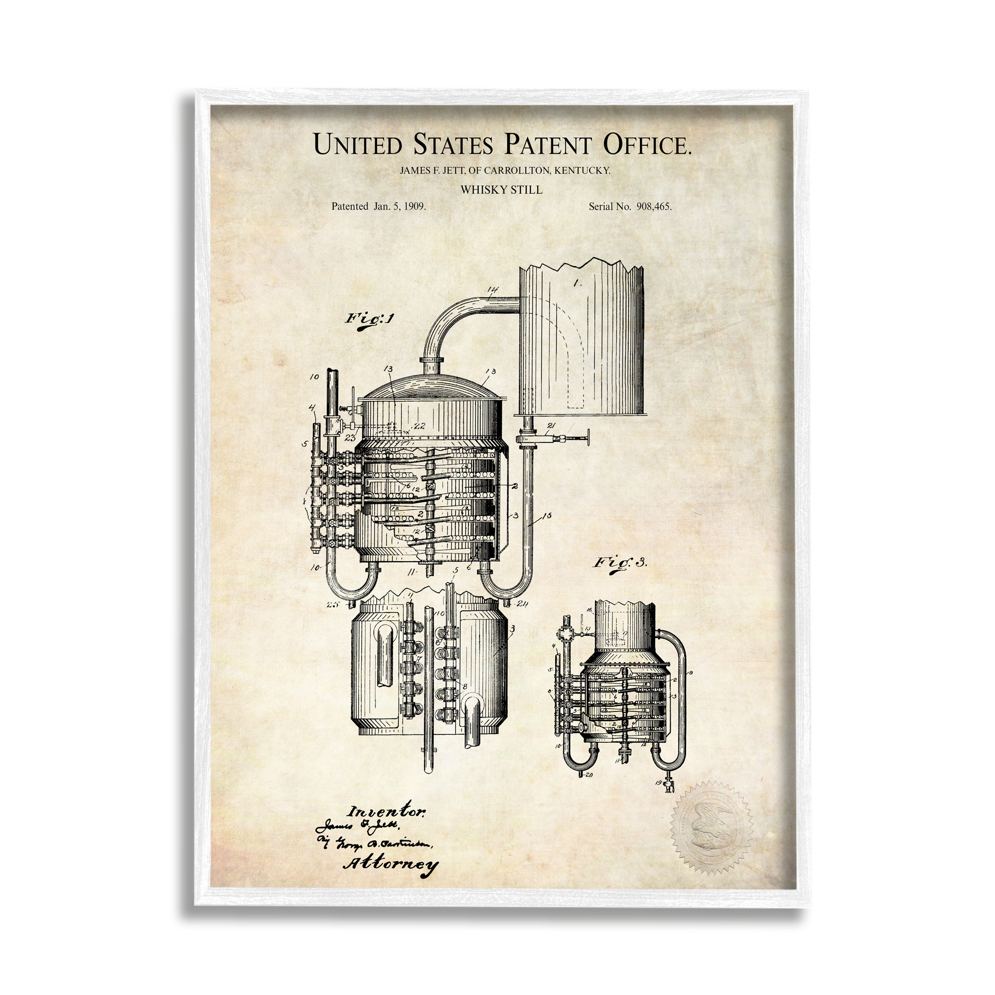 Stupell Industries Vintage Whiskey Still Liquor Detailed Blueprint ...