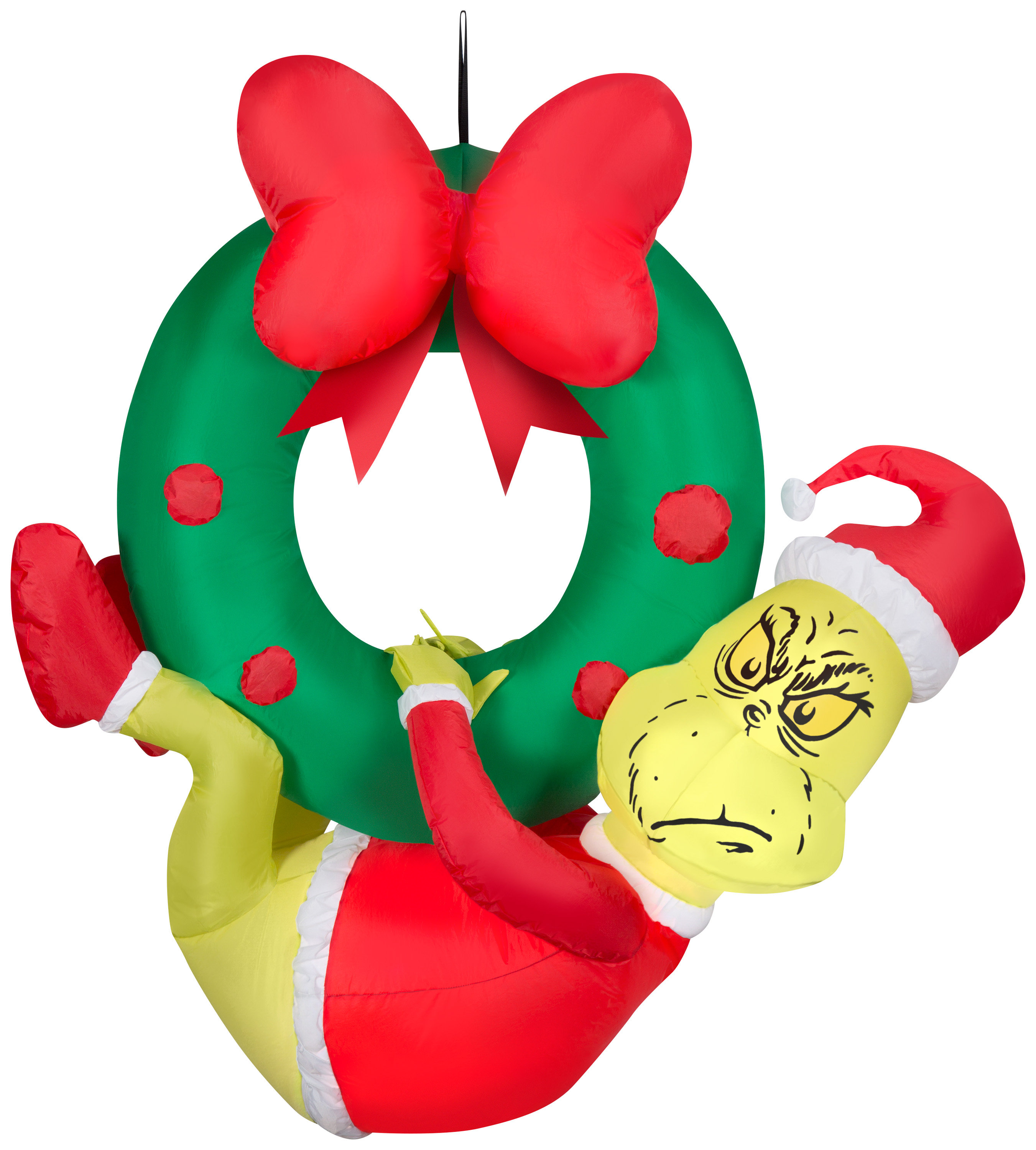 Gemmy Industries Airblown-Grinch Hanging from Wreath-Dr. Seuss | Wayfair