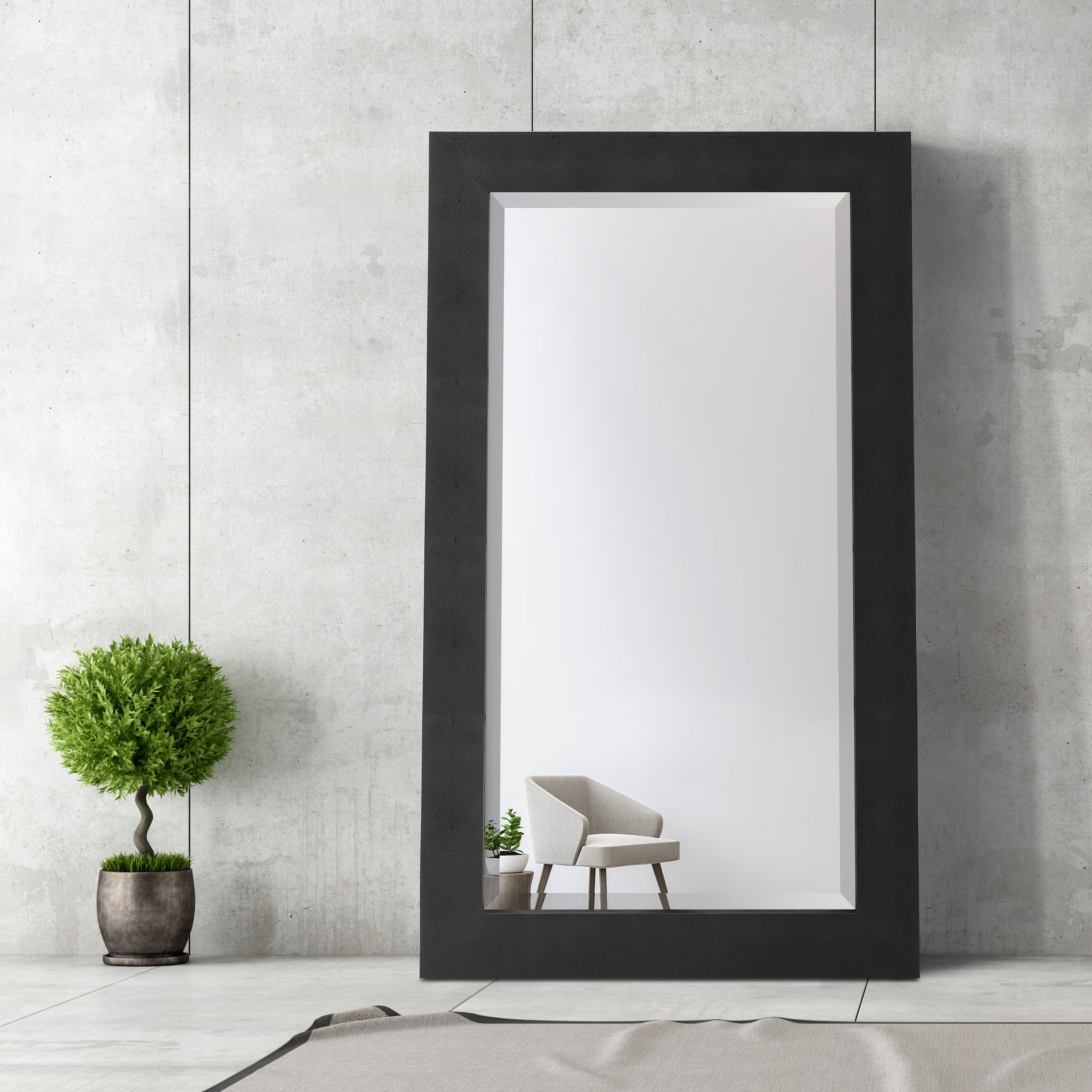 Empire Art Direct Rectangle Leather Floor Mirror & Reviews | Wayfair