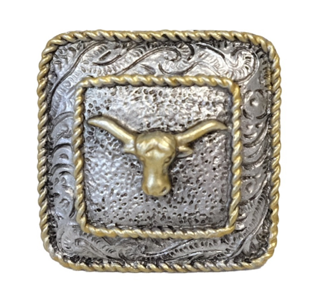 De Leon Collections Polyresin Tooled Belt Buckle With Longhorn Drawer ...