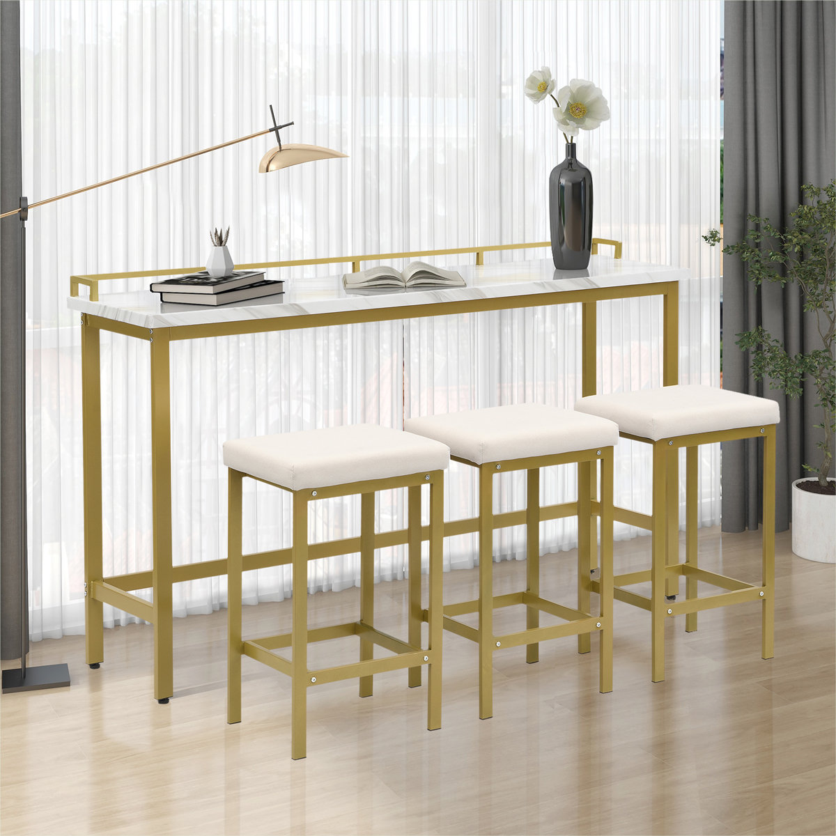 Mercer41 Hellein 3 - Person Counter Height Dining Set | Wayfair