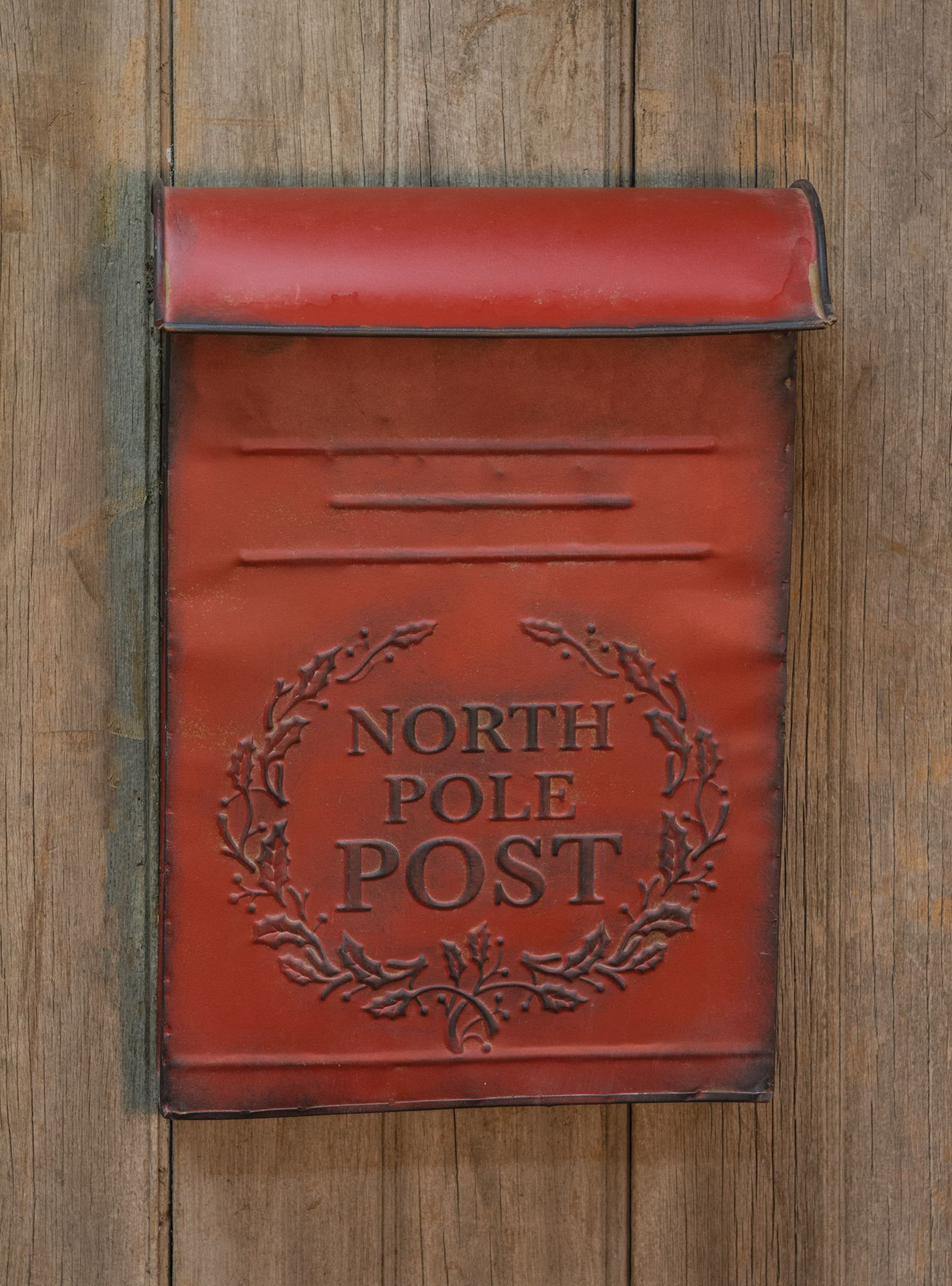 Multi-family Letterboxes 91cm Red North Pole Distressed Resin Christmas ...