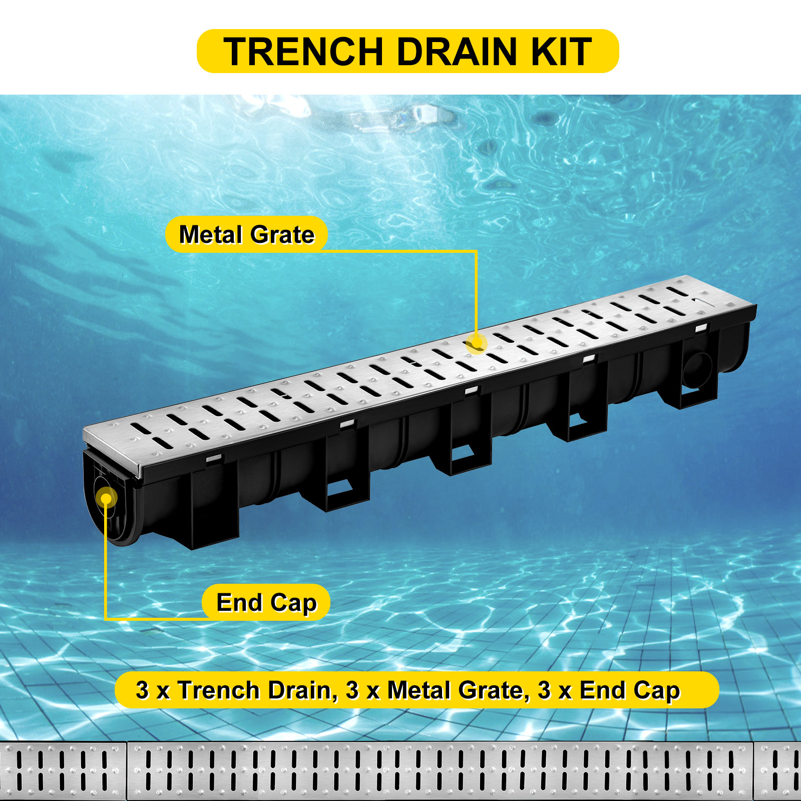 VEVOR Trench Linear Grid Bathroom Sink Drain | Wayfair