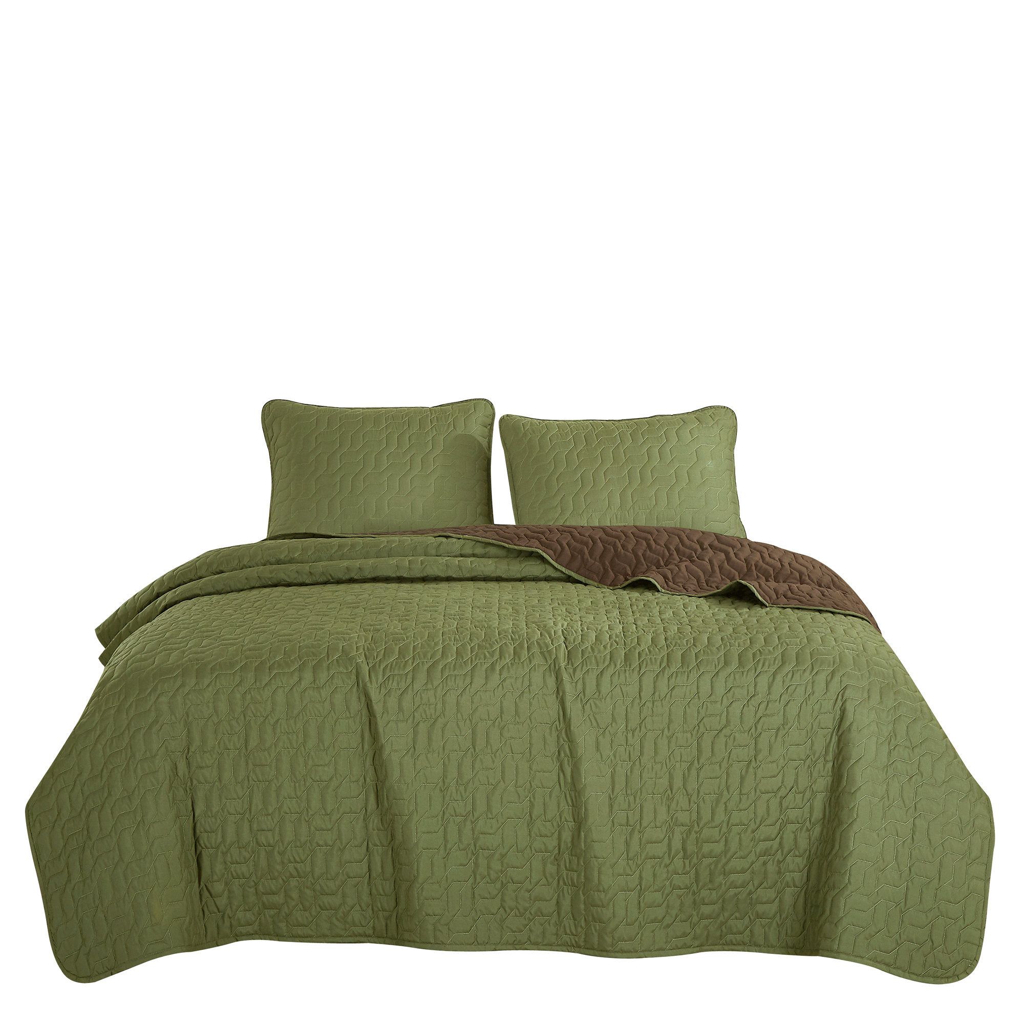 Ebern Designs Laci-Star Green 3 Piece Coverlet Set | Wayfair