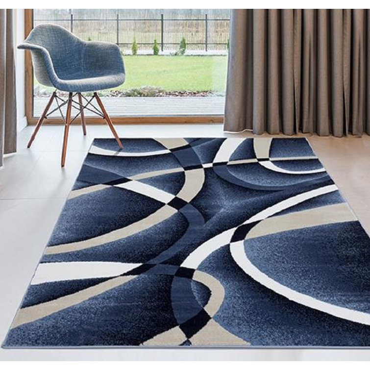 Wrought Studio Catalan Abstract Navy Area Rug & Reviews | Wayfair.ca