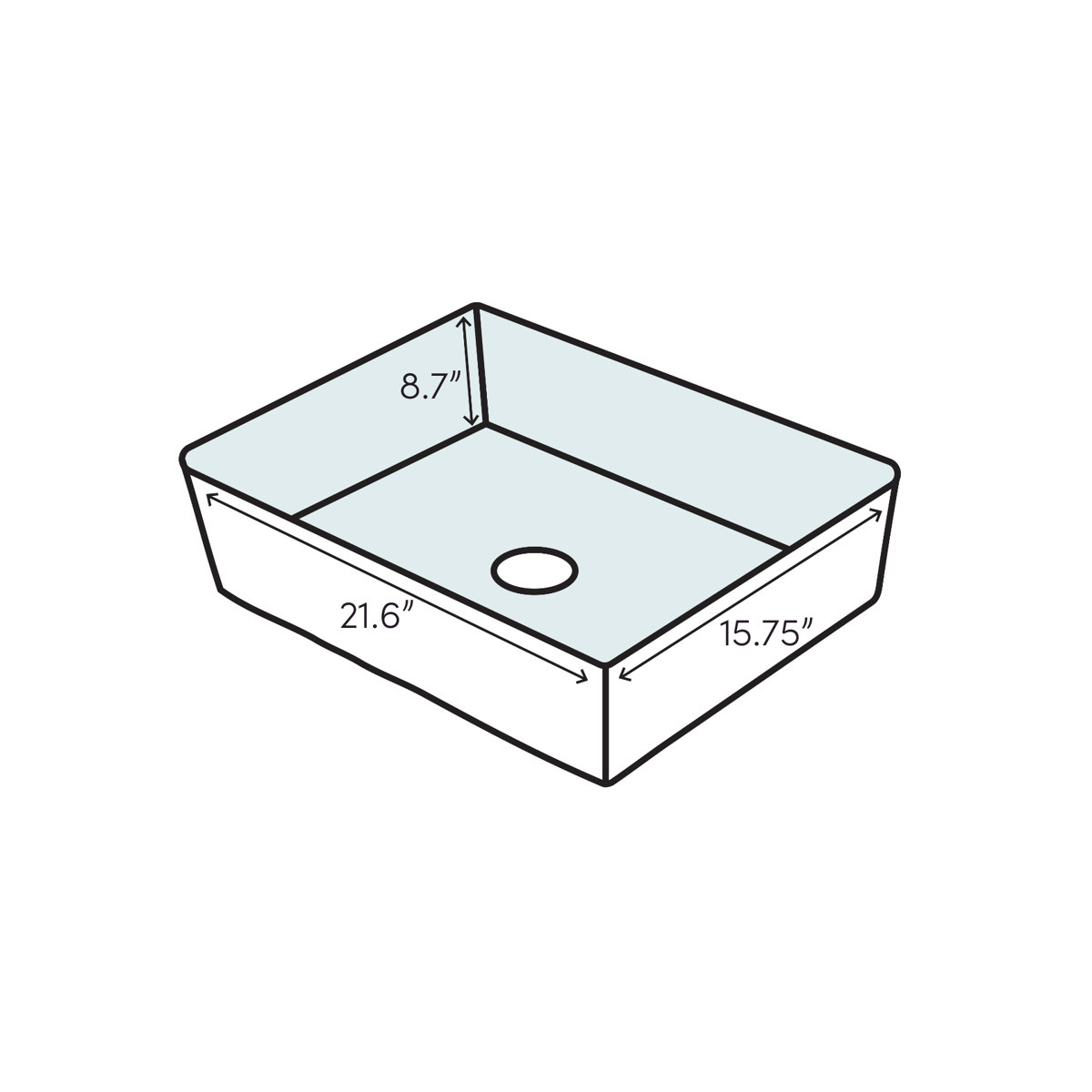 Fine Fixtures Modern Ceramic Rectangular Vessel Bathroom Sink with ...