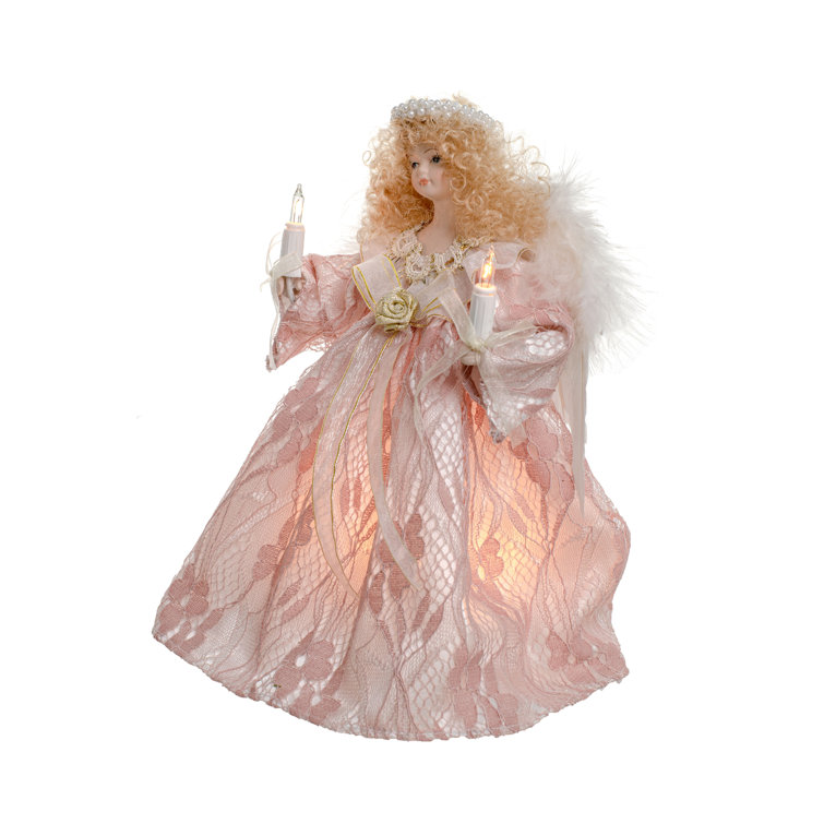 The Holiday Aisle® Angel with Blonde Curly Hair Tree Topper | Wayfair