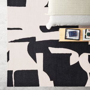 AllModern Handmade Black/Cream Rug | Wayfair
