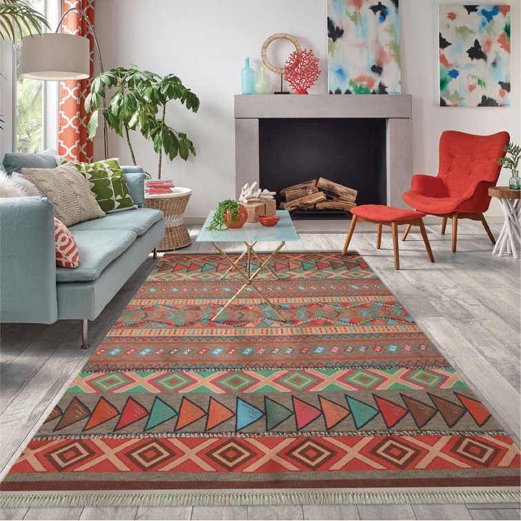 Gracie Oaks Blazer Machine Woven Cotton Red Rug | Wayfair.co.uk
