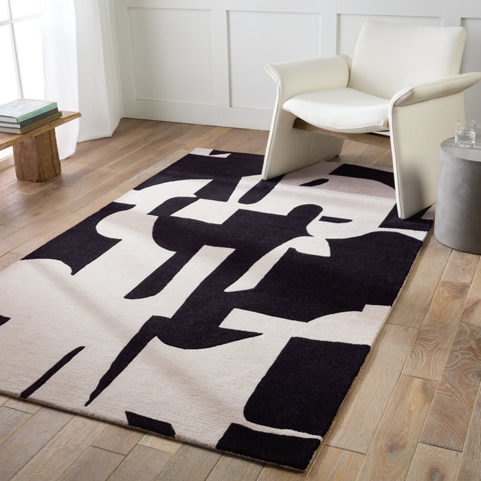 AllModern Handmade Black/Cream Rug | Wayfair