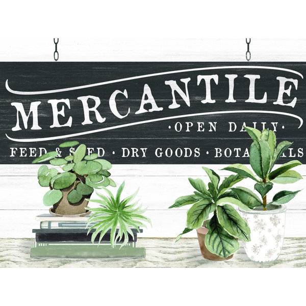 Trinx Mercantile Shop Sign With Plants - Wrapped Canvas Print | Wayfair