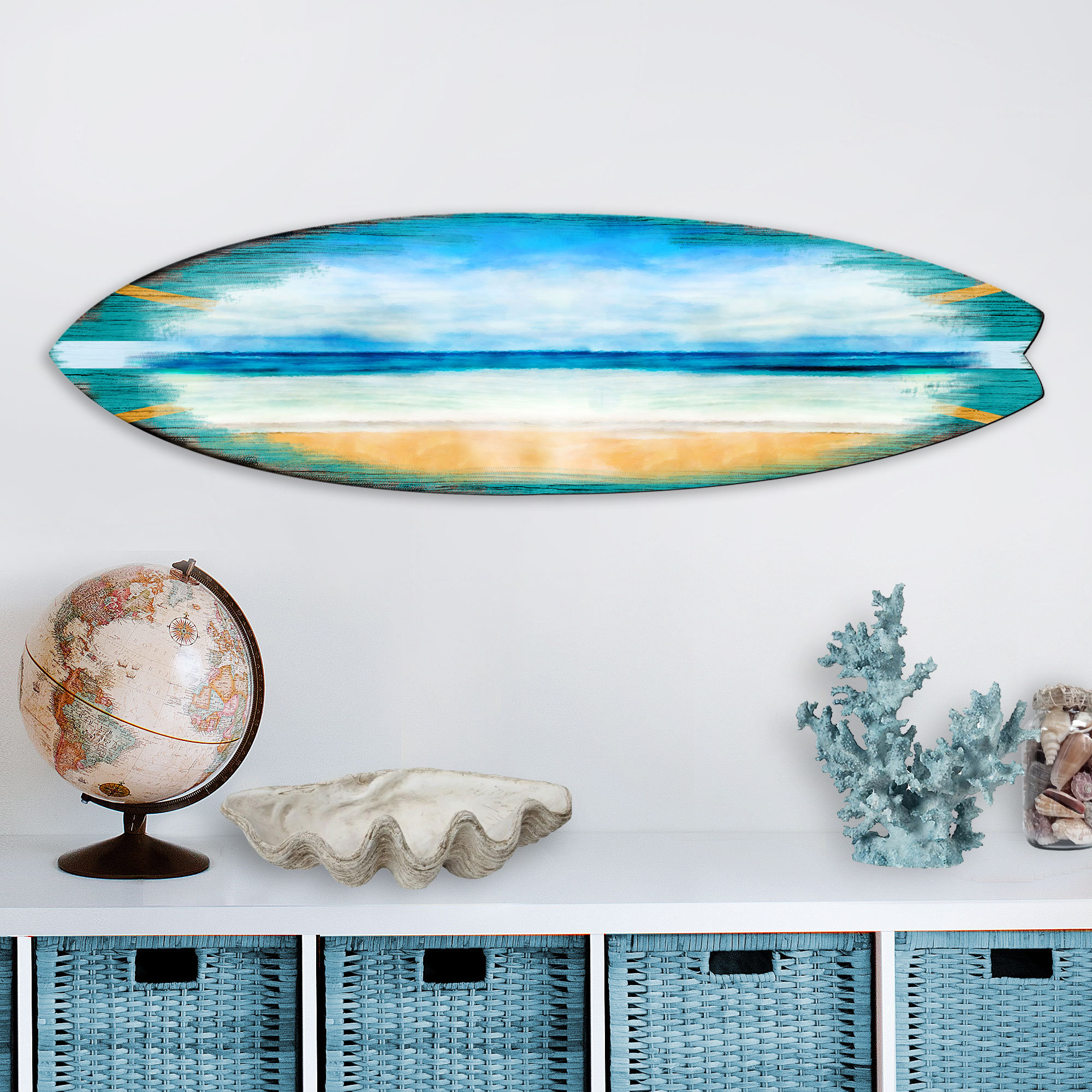 Rosecliff Heights Ocean Surfboard Wooden Wall Décor | Wayfair