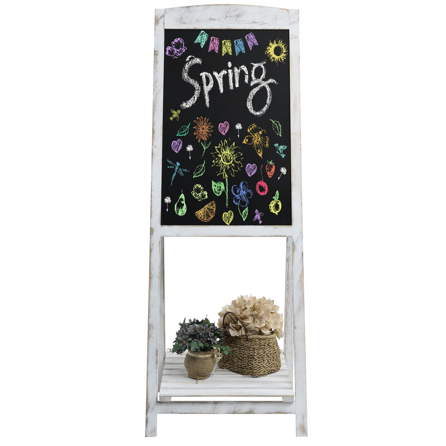 MyGift 45" Freestanding Chalkboard Sign With Storage | Wayfair