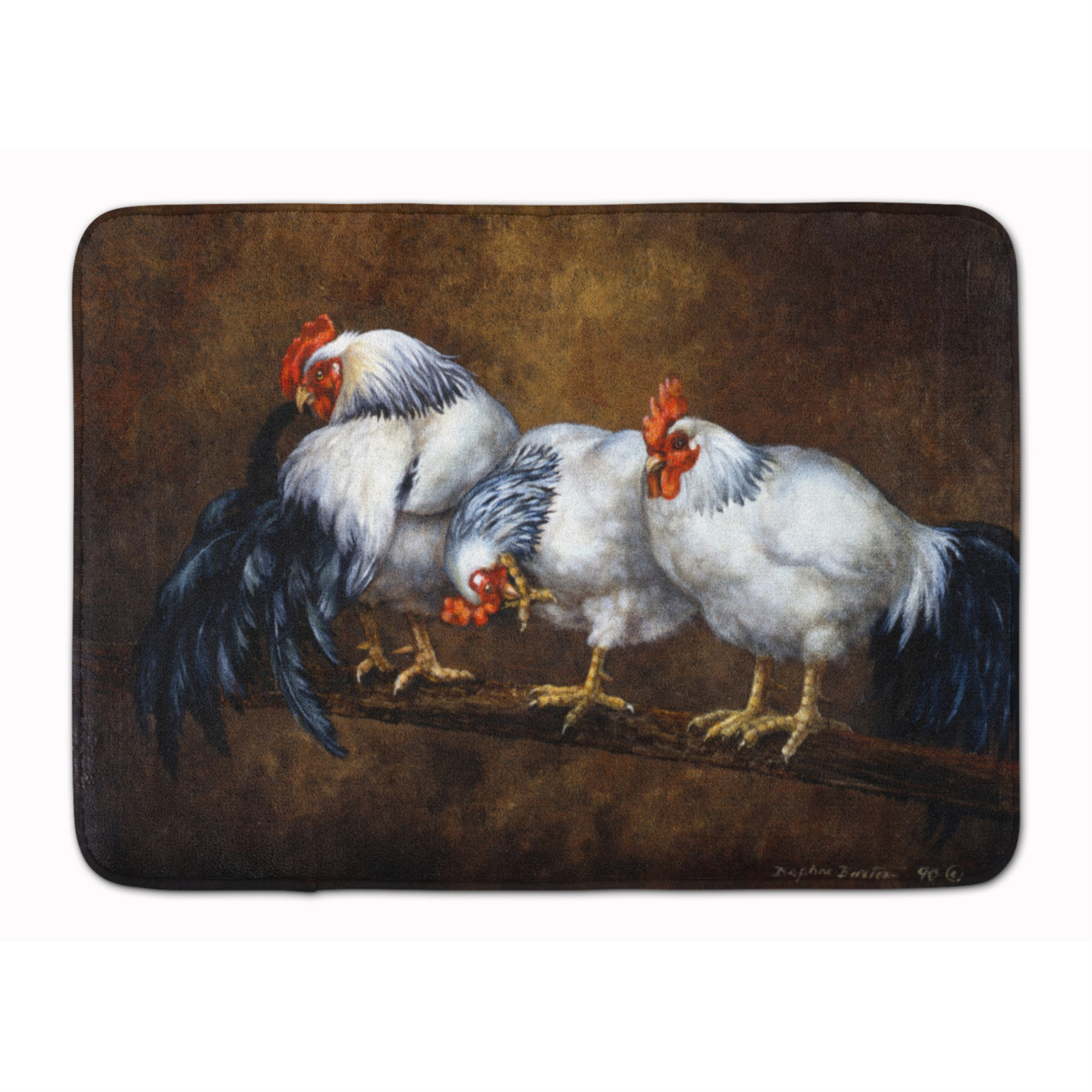 August Grove® Jaiden Rooster and Chickens Rectangle Microfiber Non-Slip ...