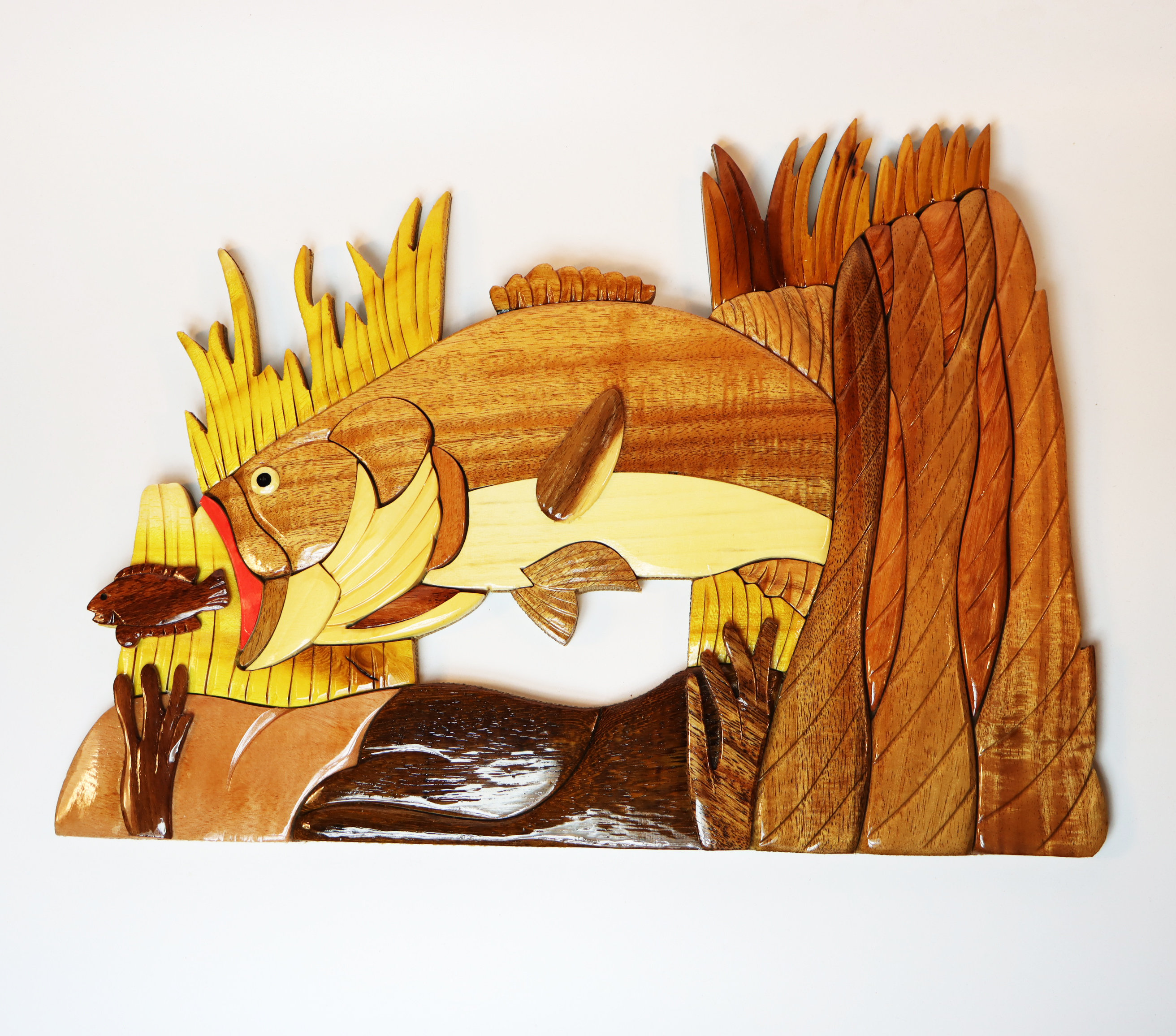 Longshore Tides Intarsia Wood Bass Fish Wall Décor | Wayfair