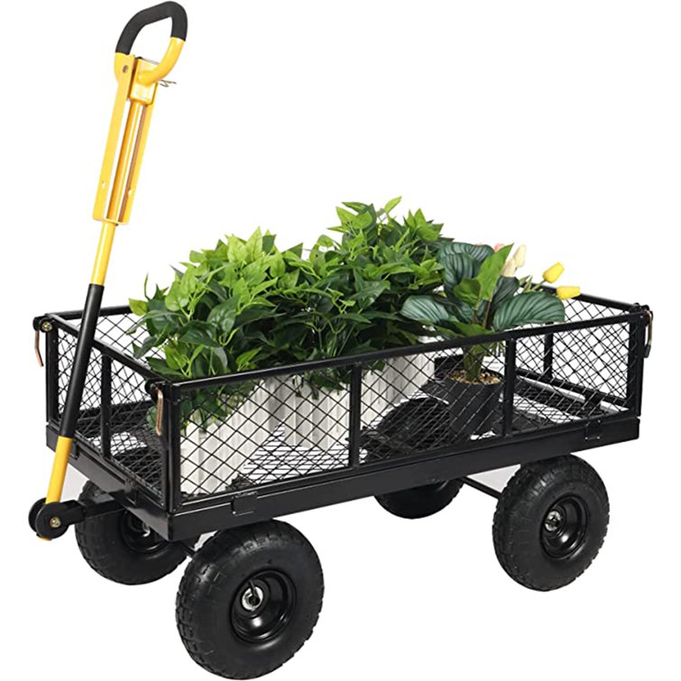 REDCAMP Mesh Steel Garden Carts Utility Wagon, Heavy Duty Pullable ...