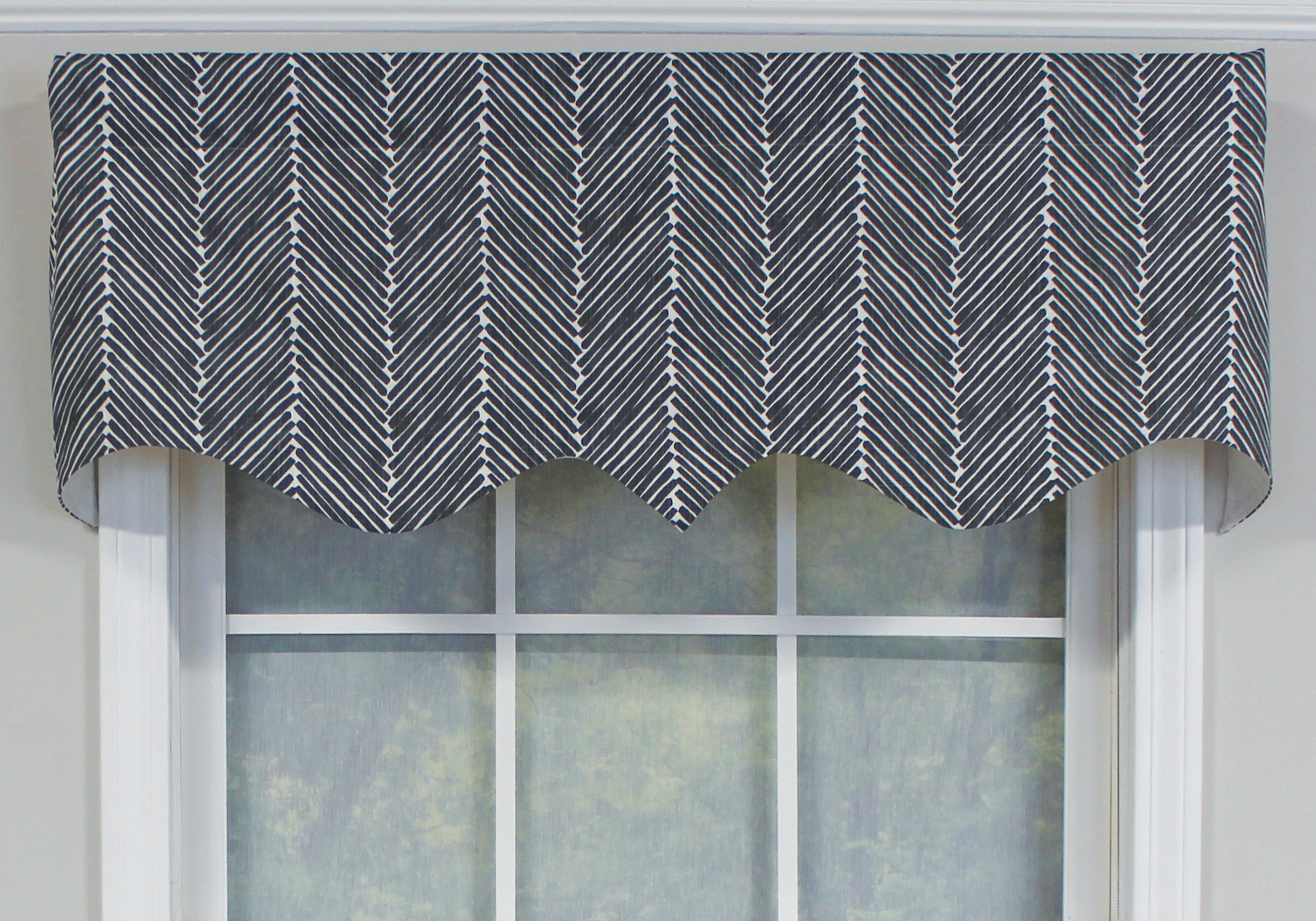 RLF Home Griffen Chevron Cotton Pointed 50'' Window Valance | Wayfair