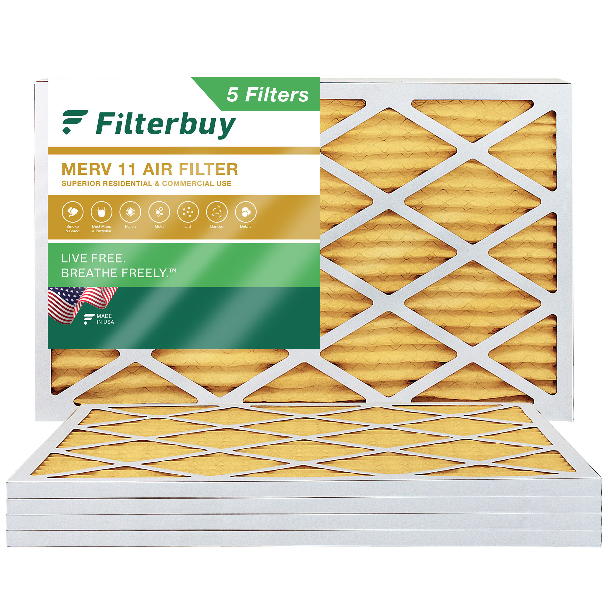 Filterbuy 10x30x1 Air Filter MERV 11, Pleated HVAC AC Furnace Filters ...