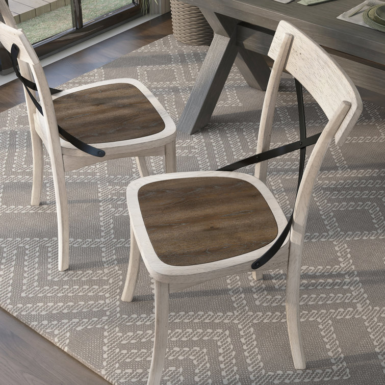 August Grove® Stathelle Cross Back Side Chair in Antique White | Wayfair
