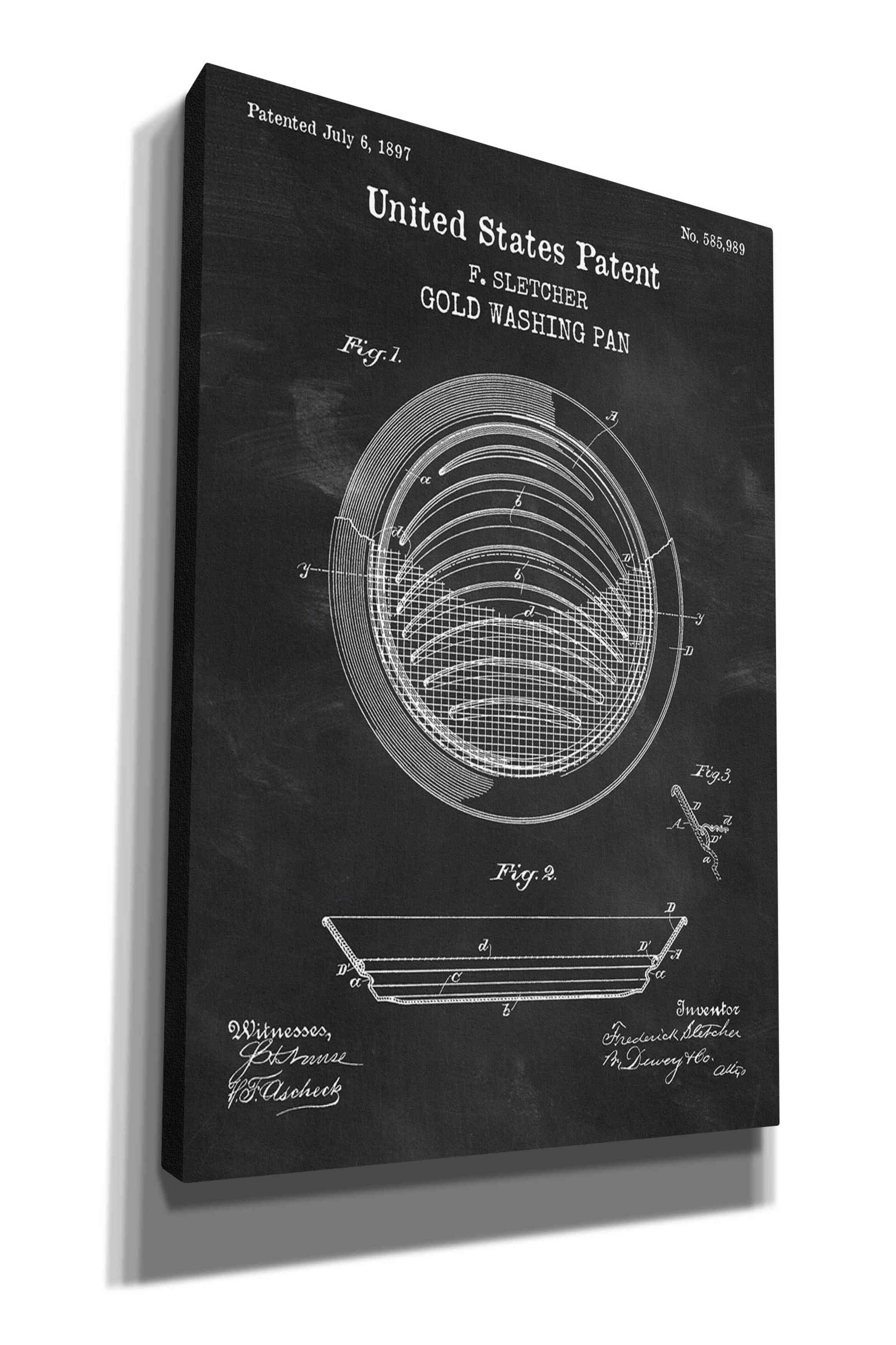 17 Stories Gold Pan Blueprint Patent Chalkboard by - on | Wayfair