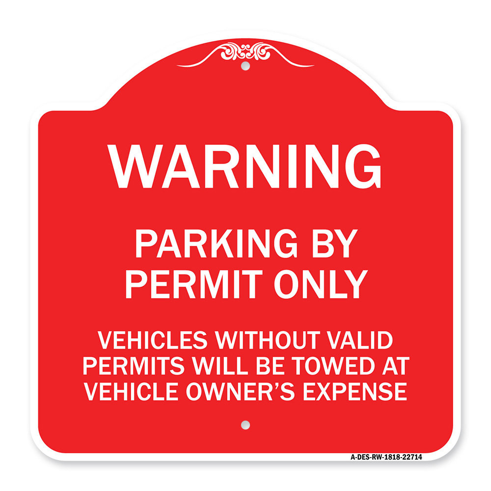 Signmission Designer Series Sign - Warning Parking By Permit Only ...